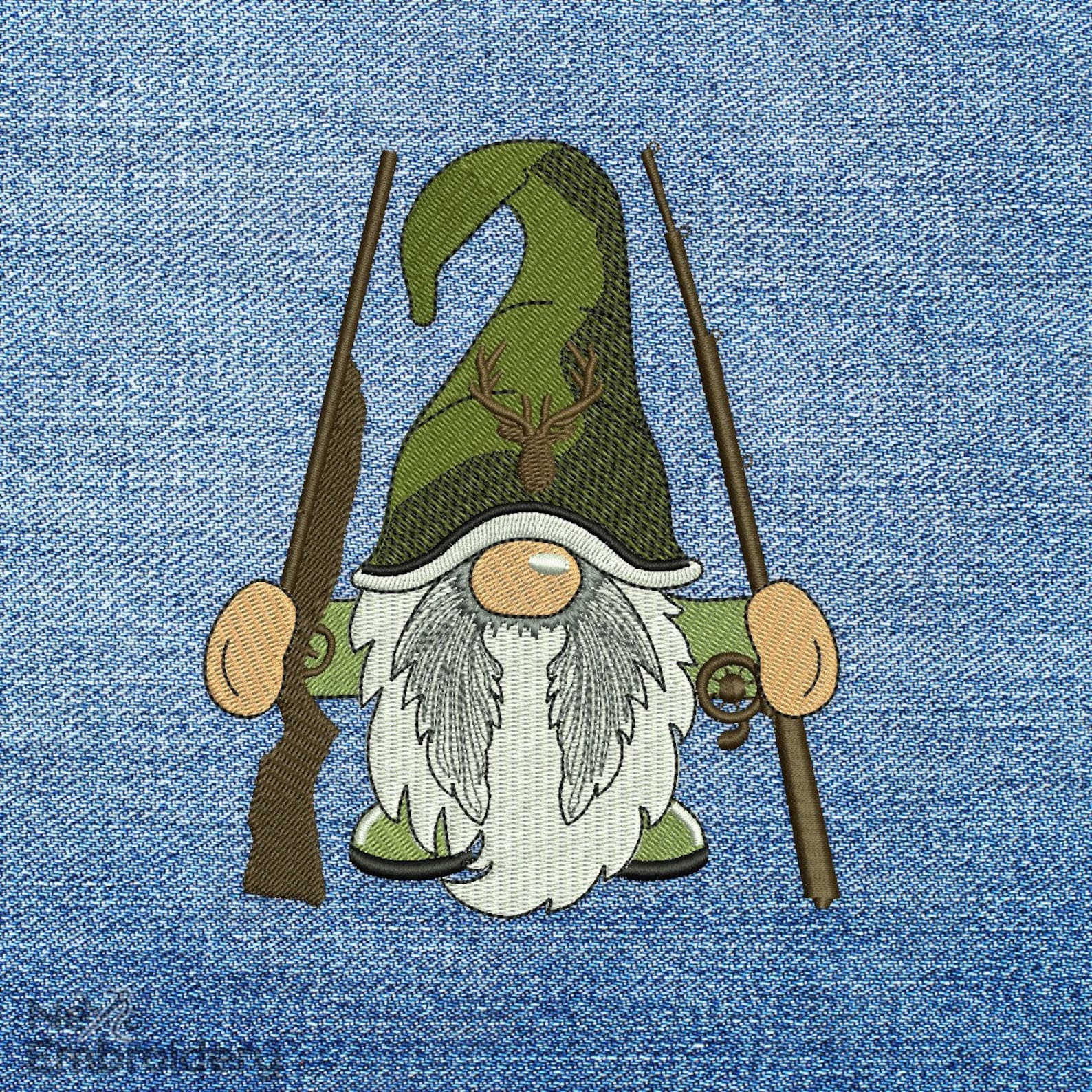 Hunting and Fishing Gnome Embroidery Design Hunter - Etsy