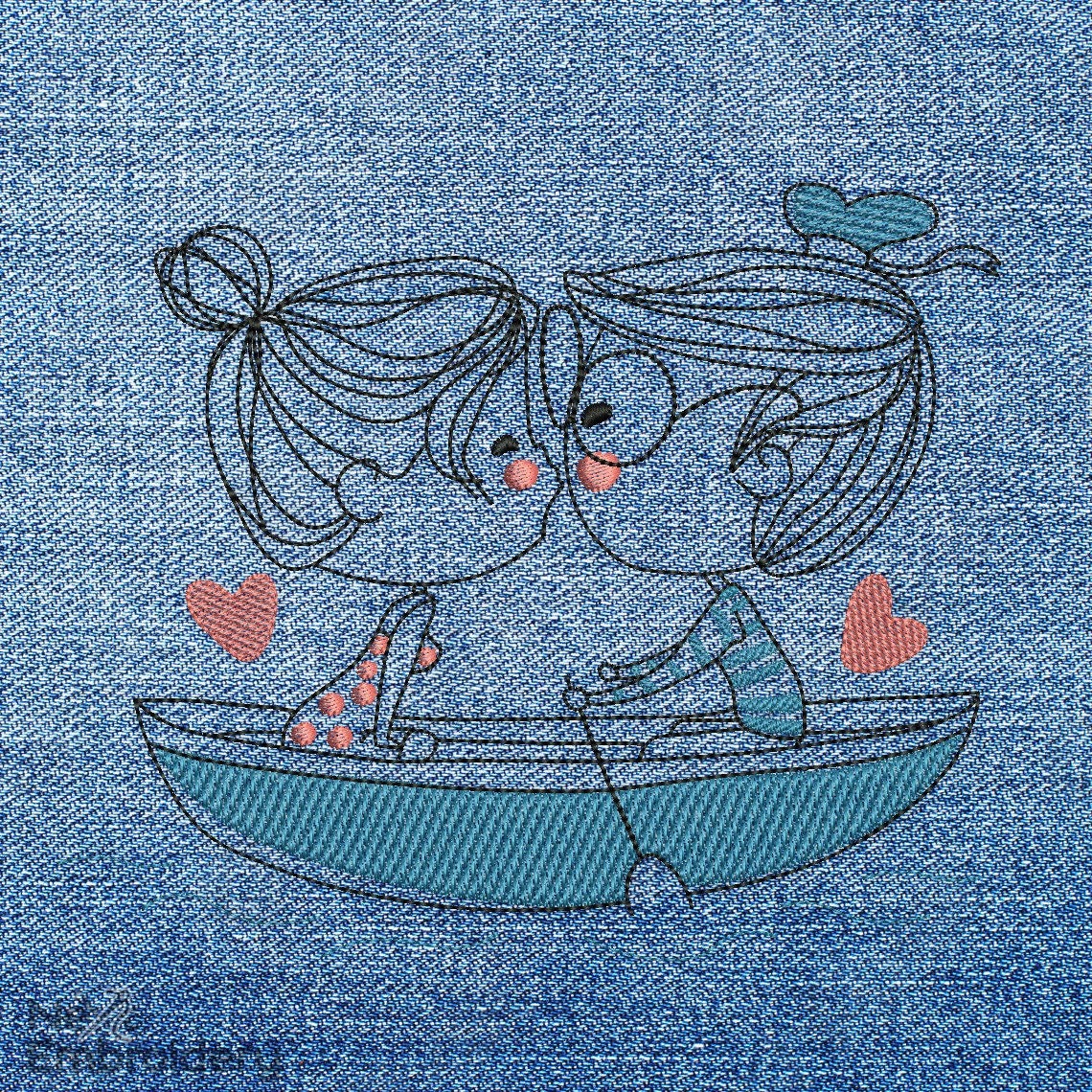 Couple in Love Embroidery Designs Valentine's Day | Etsy