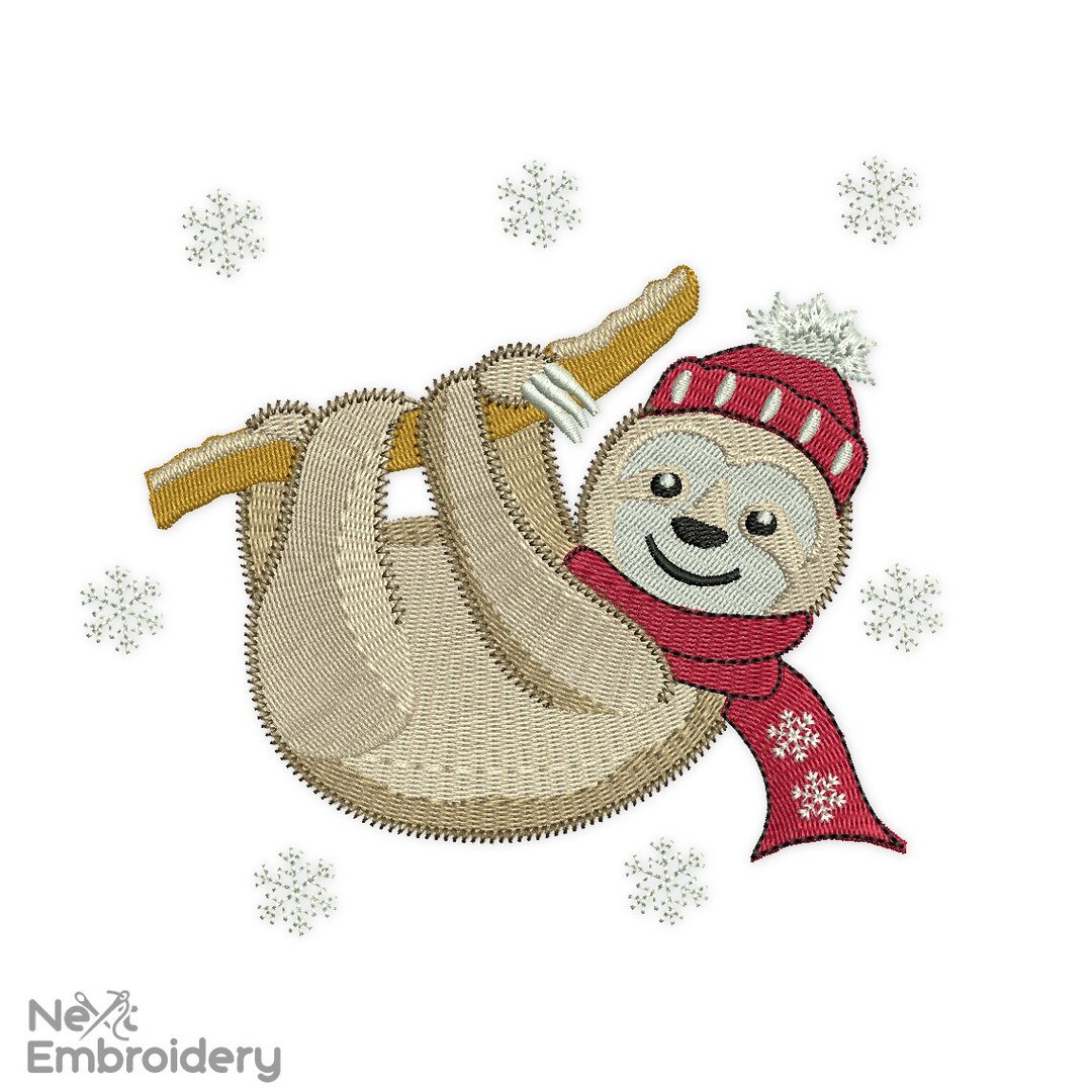 Sloth Embroidery Designs, Christmas Embroidery Designs, Machine ...