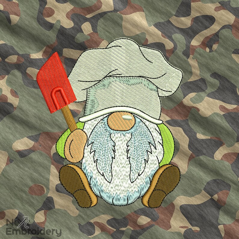 Baking Gnome Embroidery Design, Silicone Spatula Embroidery Design ...