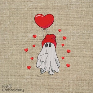 Love Cute Valentine Ghost Embroidery Designs. Heart Cute Ghost ...