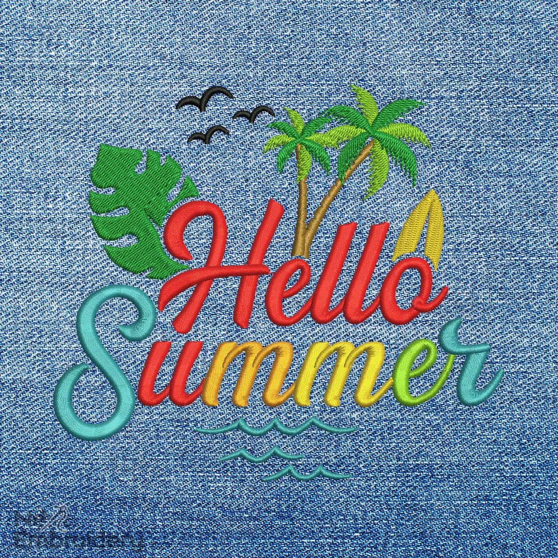 Hello Summer Embroidery Design, Instant Download - Etsy