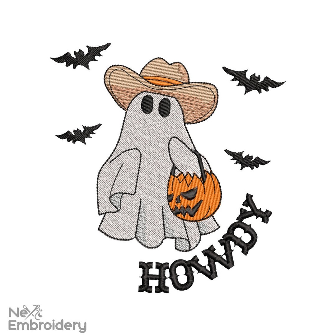 Howdy Ghost Embroidery Design. Halloween Ghost Embroidery Design, Boo ...