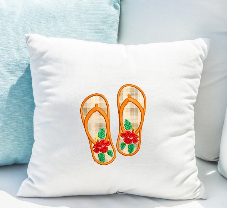 Hibiscus Flip Flops Embroidery Design, Flower Sandals, Summer ...