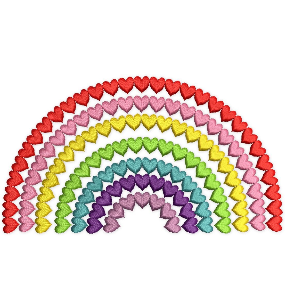 Heart Rainbow Embroidery Design. Machine Embroidery. 3 Sizes. Instant ...