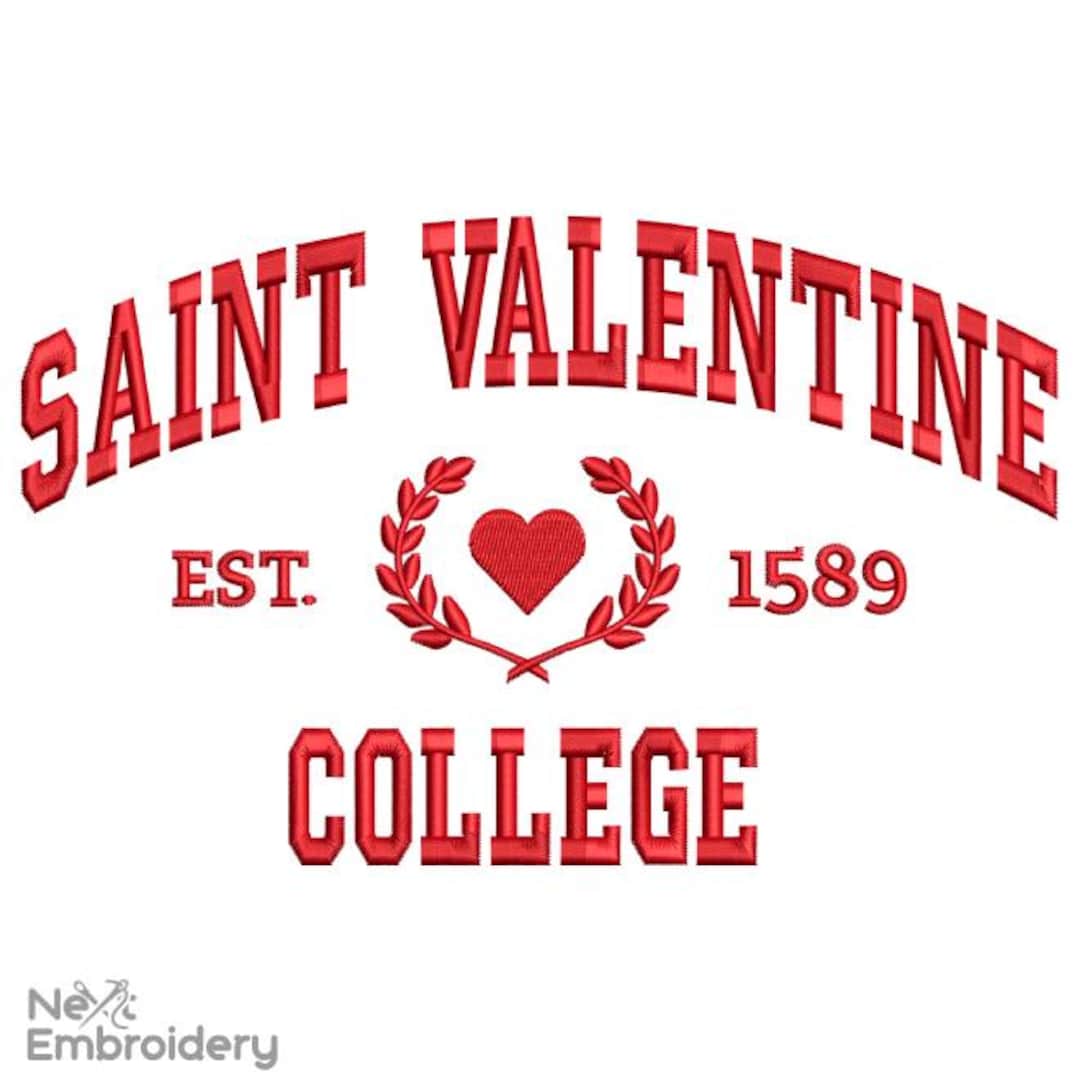 Saint Valentine College Embroidery Design, Festive Pink Machine ...