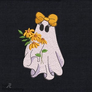 Halloween Ghost With Flowers Embroidery Design. Boo Embroidery, Machine ...