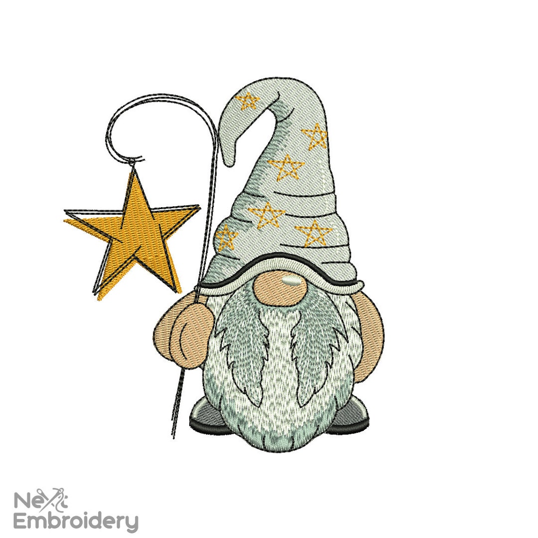 Christmas Gnome With Star Embroidery Designs, Christmas Decor Machine ...