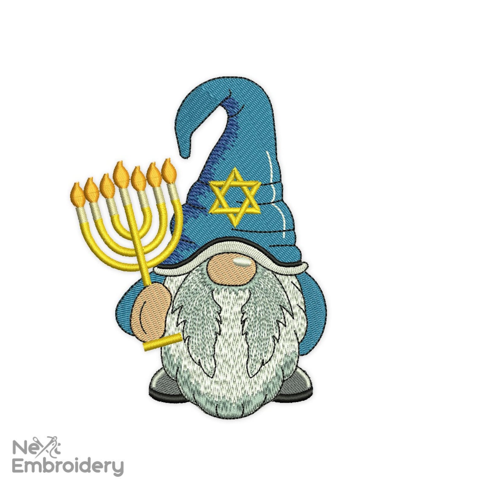 Hanukkah Gnome Embroidery Design, Jewish Gnome With Menorah Embroidery ...