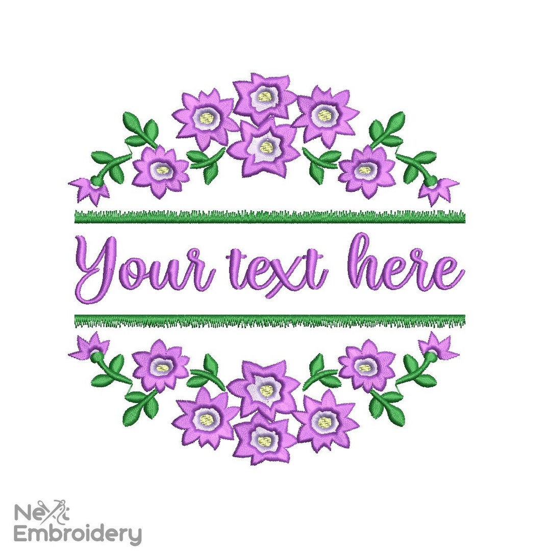 Flower Wreath Embroidery Design, Split Machine Embroidery File, Instant ...