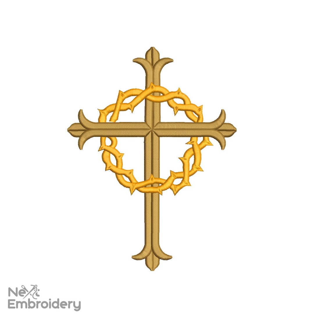 Cross Thorn Embroidery. Easter Embroidery Design. Christian Cross ...