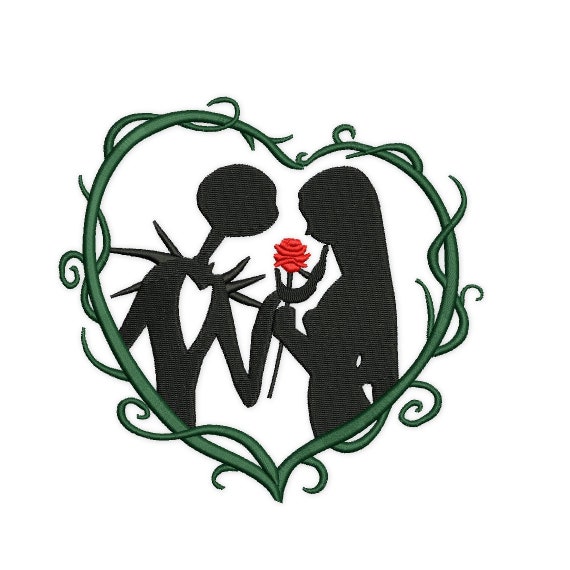 Jack and Sally Heart Embroidery Design Nightmare Before - Etsy