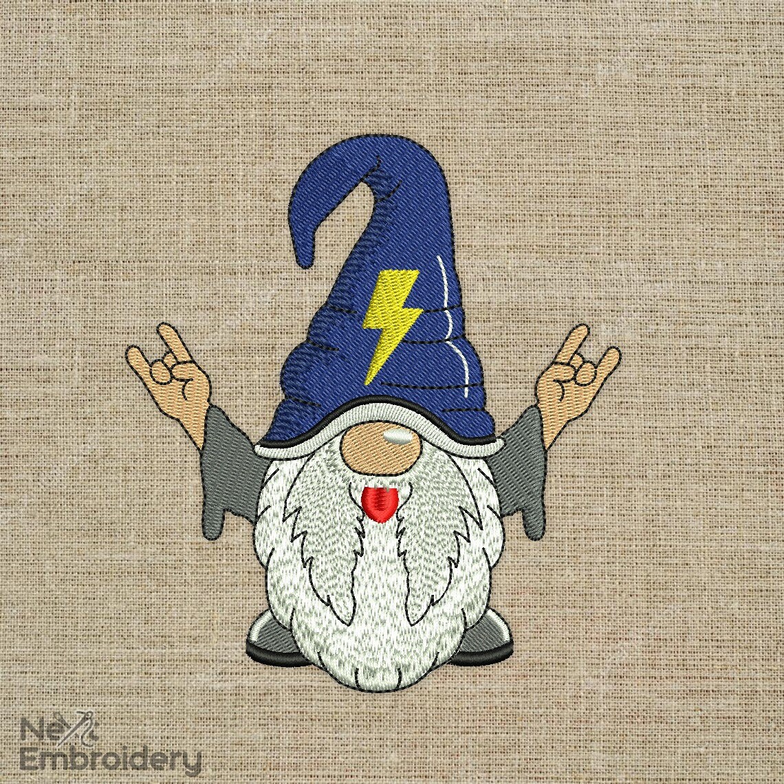 ROCK Music Gnome Embroidery Design, Rock and Roll Embroidery Designs ...