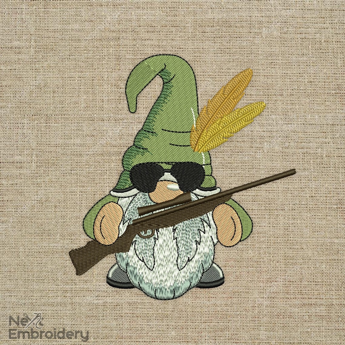 Hunter Gnome Embroidery Design Angler Embroidery Mini - Etsy