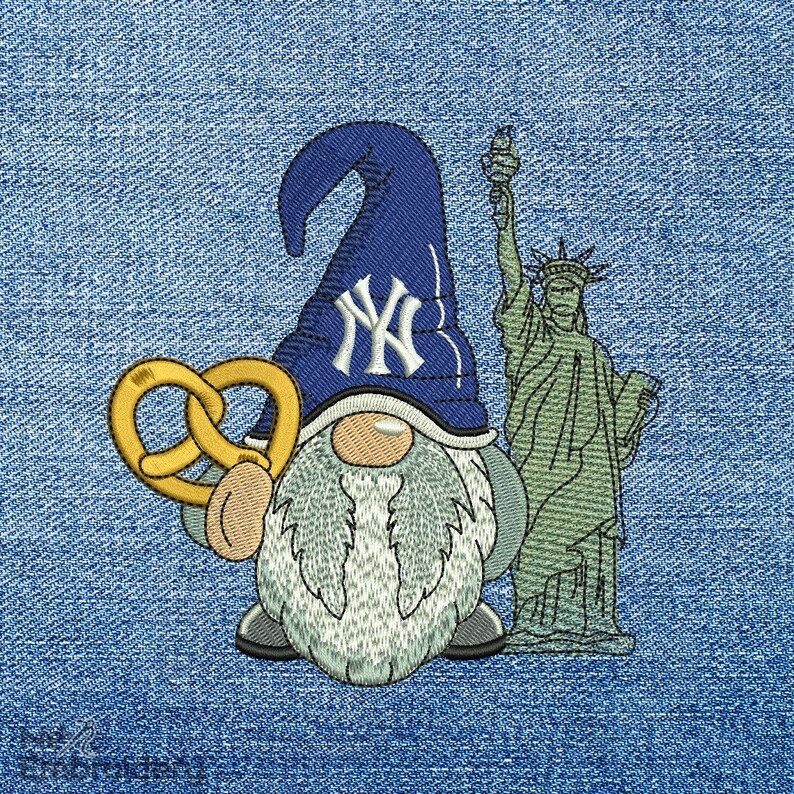 New Yorker Gnome Embroidery Design, I Love NY Machine Embroidery File ...