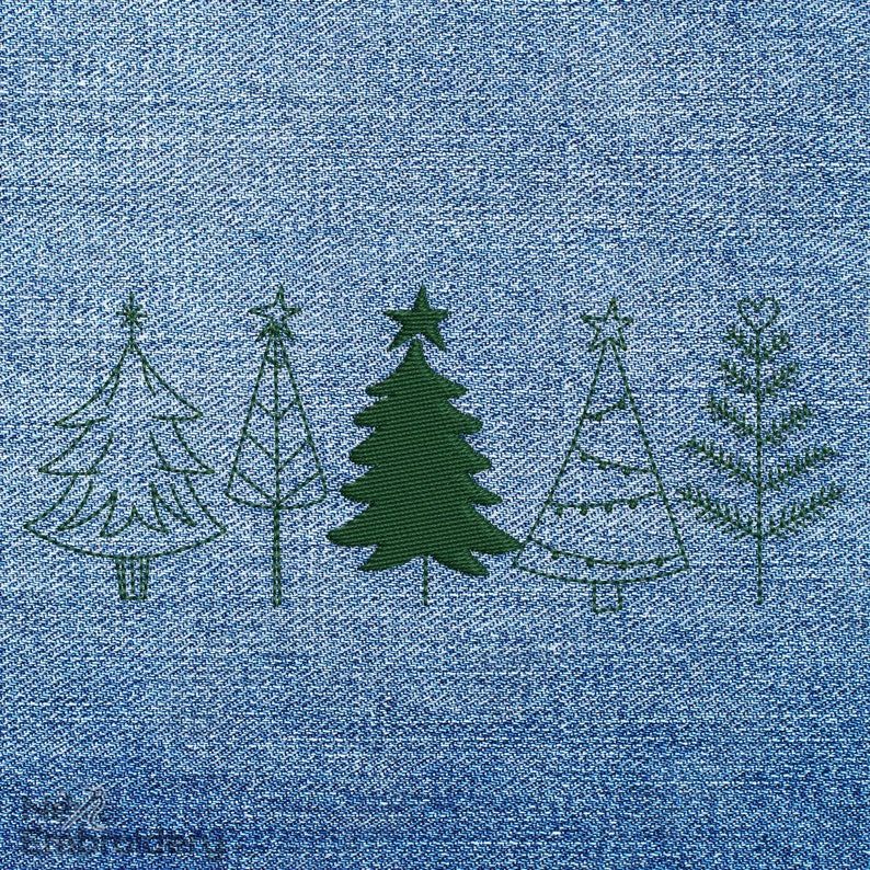 Christmas Trees Embroidery Designs, Christmas Embroidery Design - Etsy