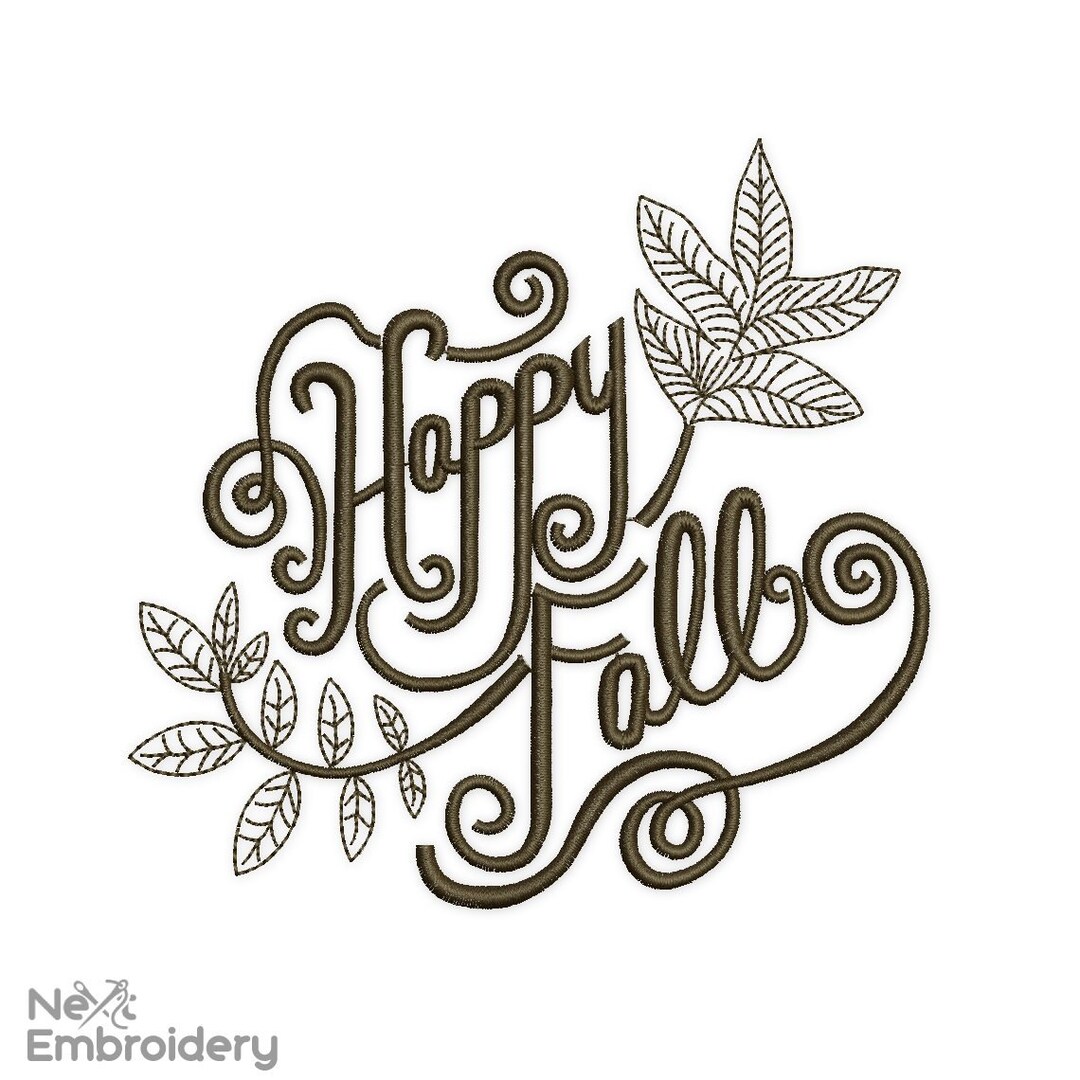 Happy Fall Embroidery Design. Autumn Thanksgiving Machine Embroidery. 4 ...