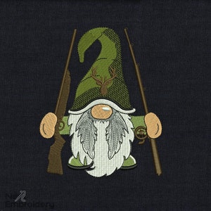 Hunting and Fishing Gnome Embroidery Design, Hunter Embroidery, Angler ...