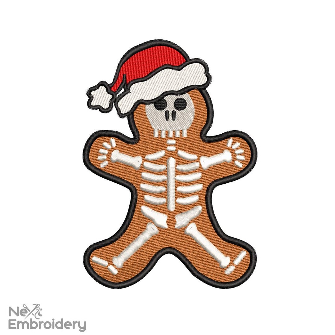Christmas Skeleton Gingerbread Embroidery Design, Festive Machine ...