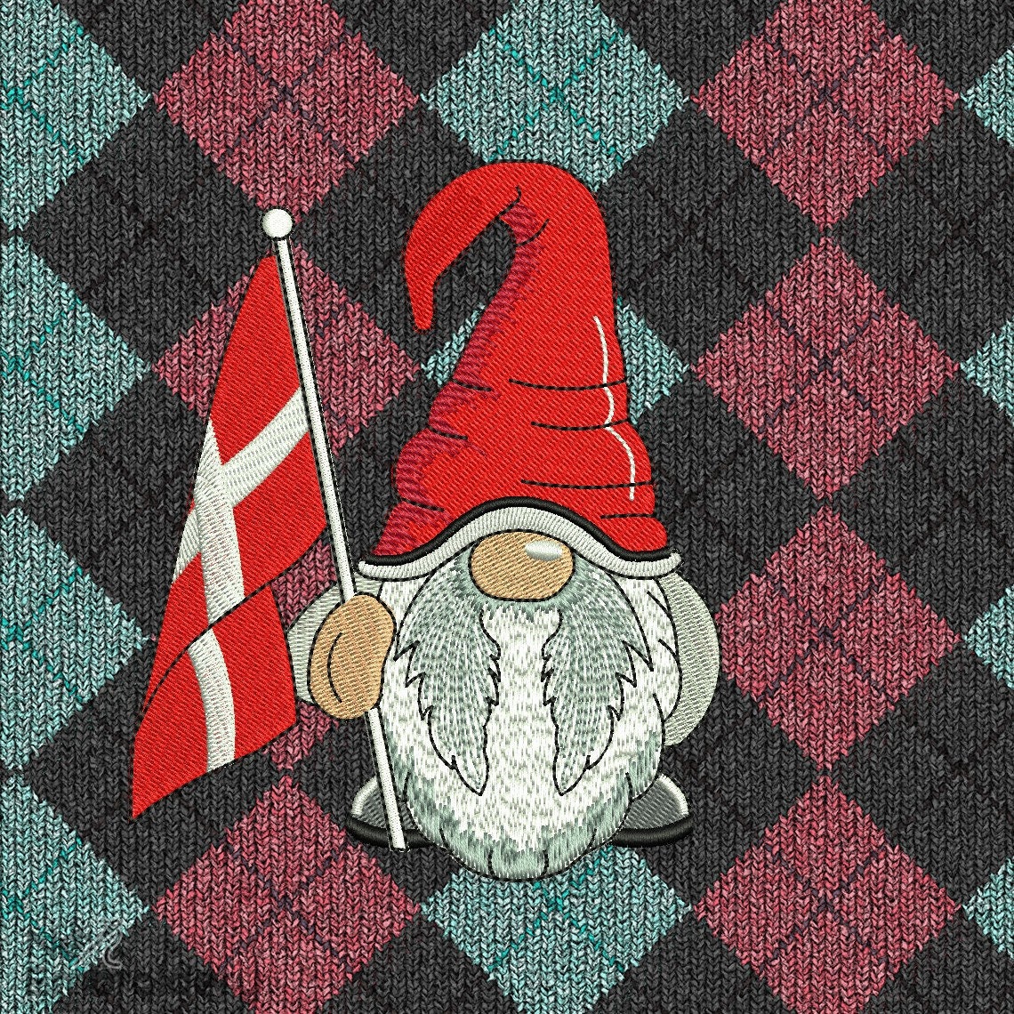Danish Embroidery Design Denmark Gnome Embroidery Design - Etsy