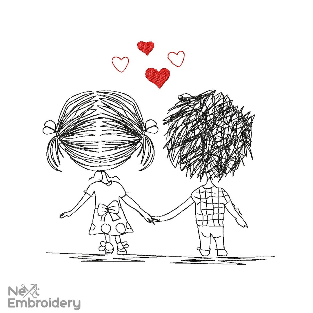 Couple in Love Embroidery Design, Valentines Day Embroidery Designs ...
