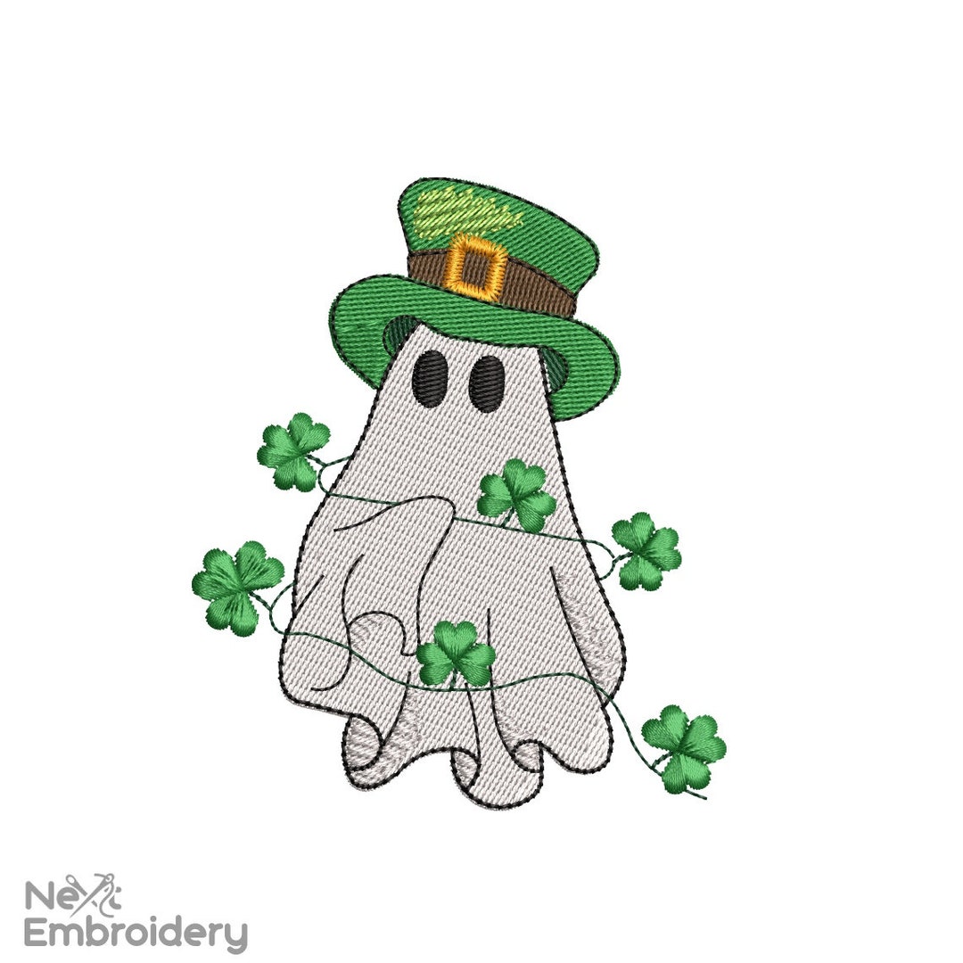 Saint Patrick Ghost Embroidery Designs. Patricks Day Lucky Holiday ...