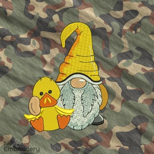 Gnome With Yellow Duck Embroidery Design, Summer Embroidery Designs ...