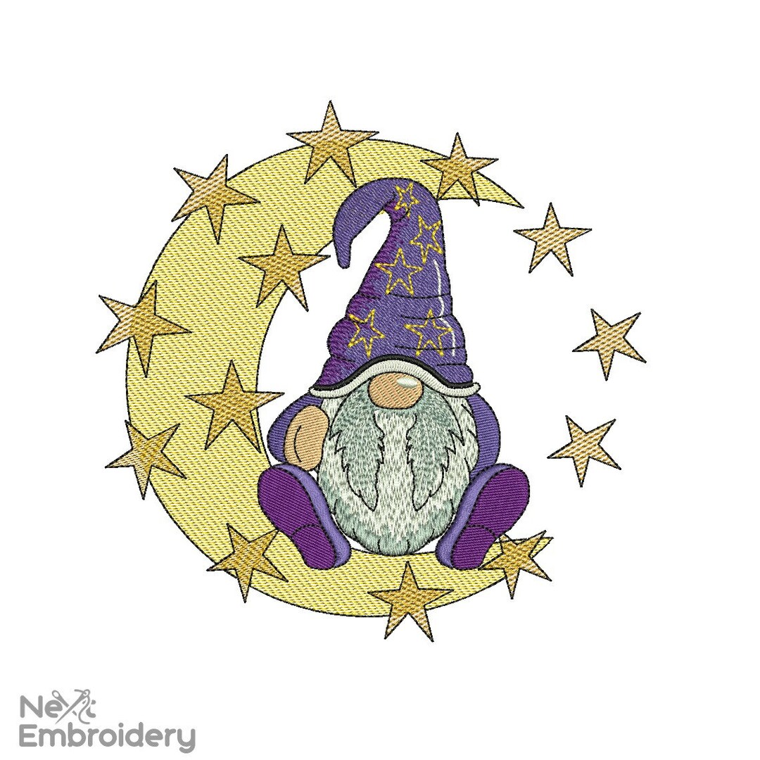 Moon Gnome Embroidery Design, Cute Machine Embroidery Designs, Instant ...