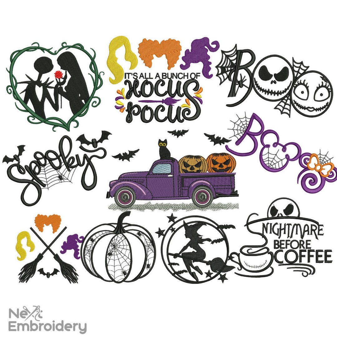 Halloween Bundle Embroidery Design, Hocus Pocus Embroidery Design ...