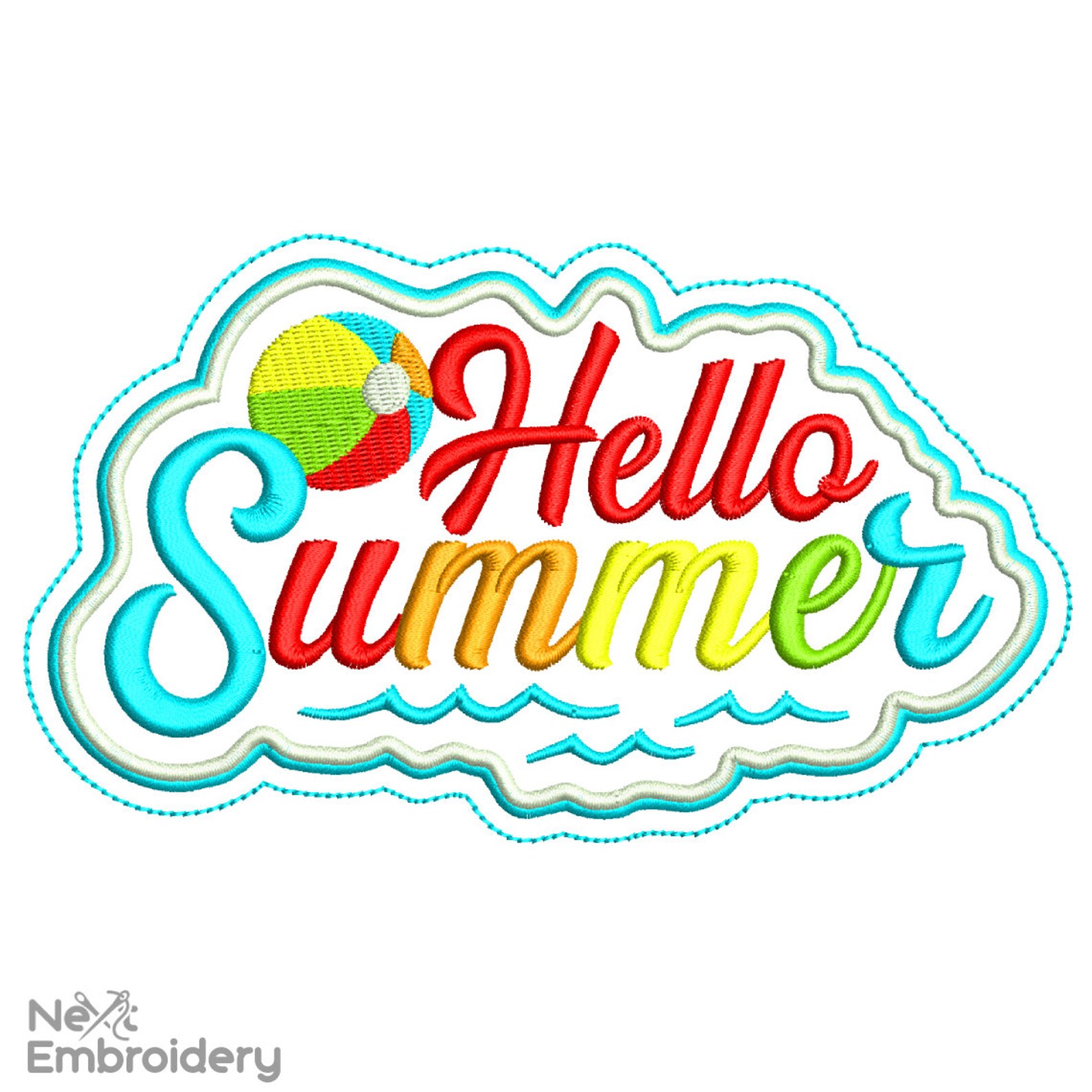 Hello Summer Embroidery Design, Minimalist Icecream Embroidery Design ...