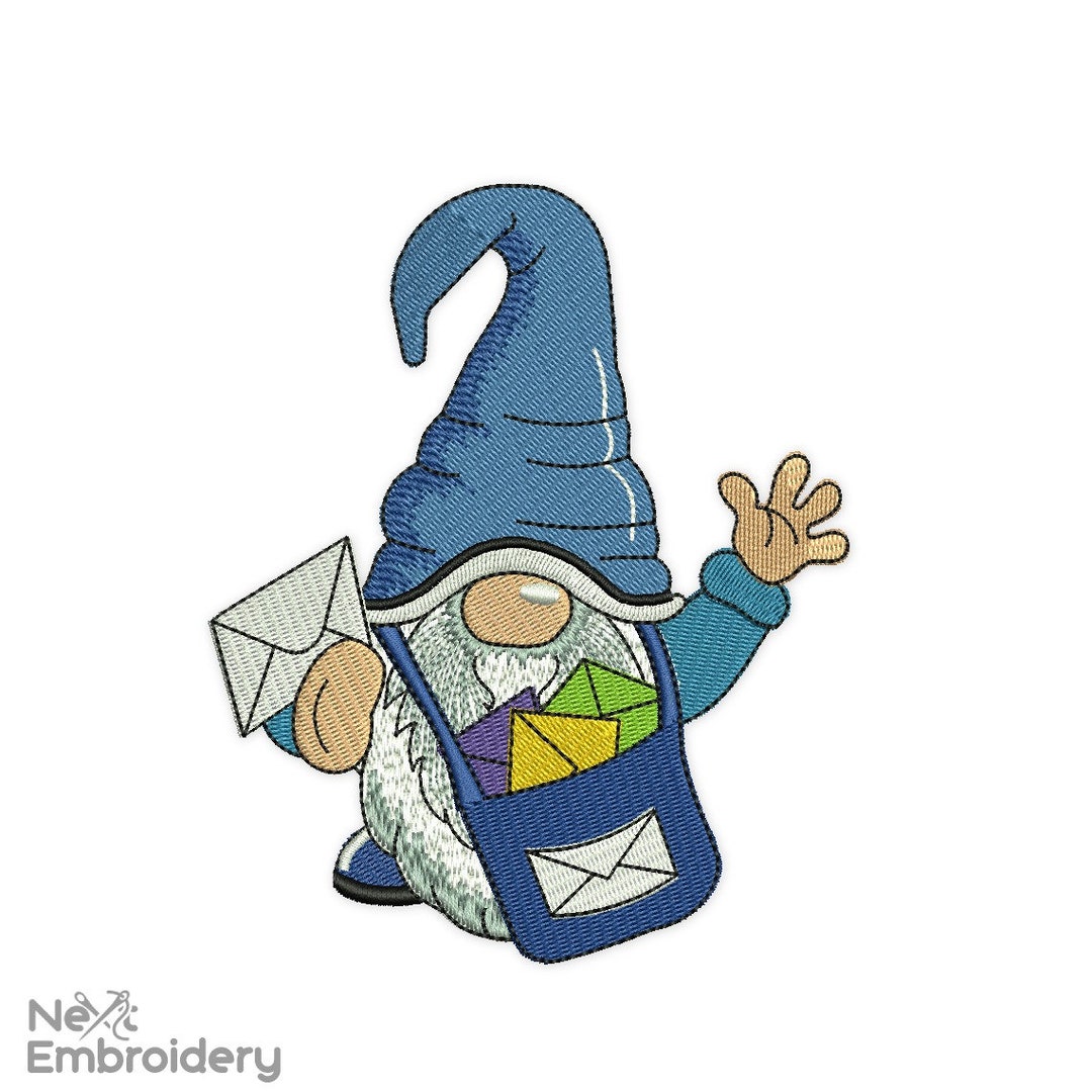 Post Office Gnome Embroidery Design. Postal Embroidery Designs, Mail ...