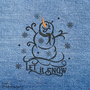 Let It Snow Embroidery Design, Snowman Christmas Embroidery Design ...