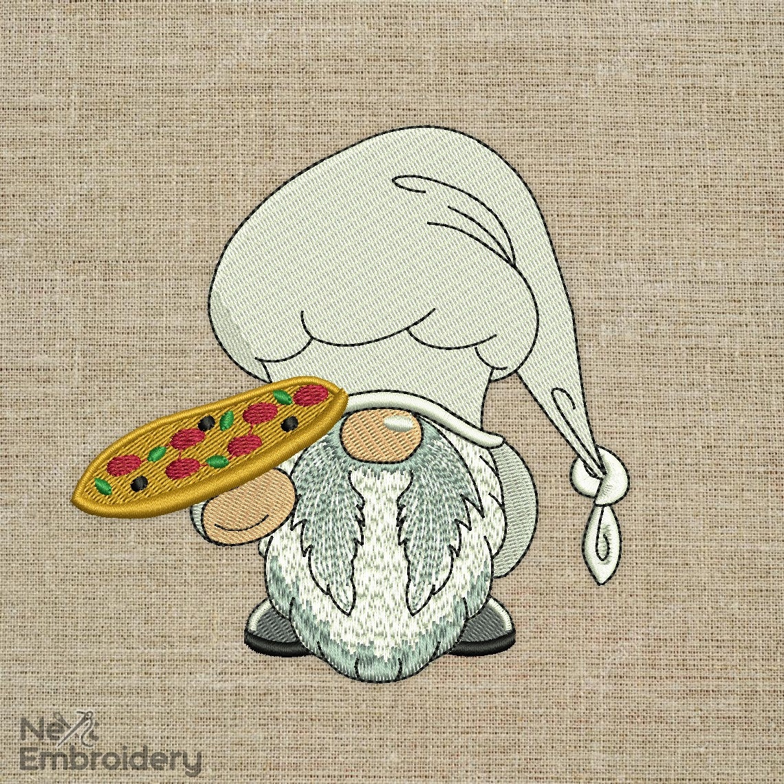 Pizza Gnome Embroidery Design Chef Kitchen Embroidery Design - Etsy