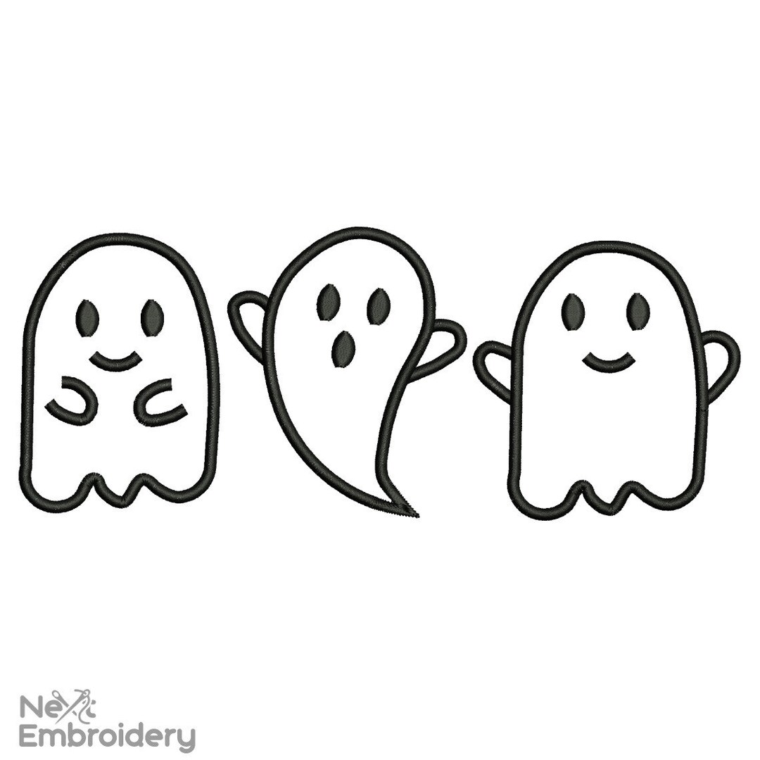 Three Ghosts Embroidery Design. Boo Embroidery, Halloween Machine ...