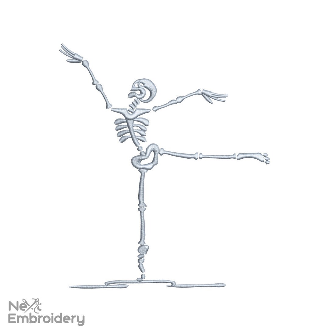 Halloween Ballet Dancing Skeletons Embroidery Design, Halloween ...