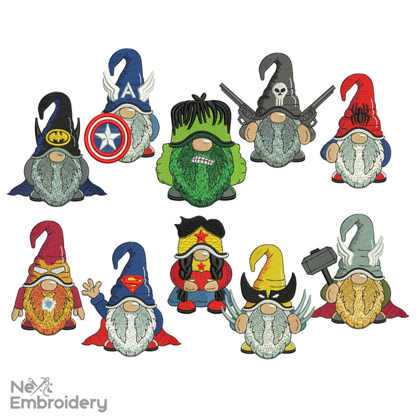 Super Hero Bundle Embroidery Design Gnome Embroidery Design - Etsy