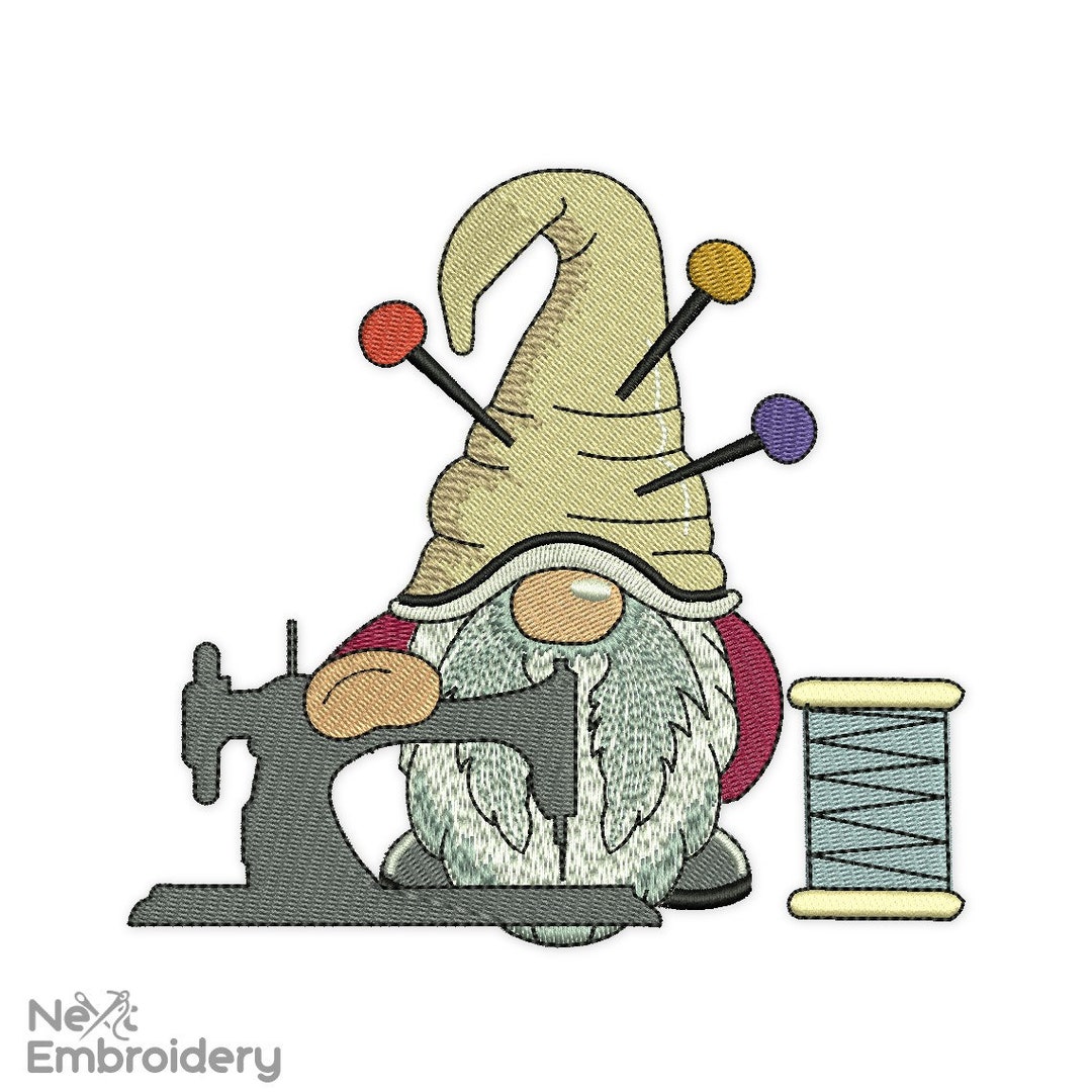 Sewing Gnome Embroidery Design. Sew Machine Embroidery Designs ...