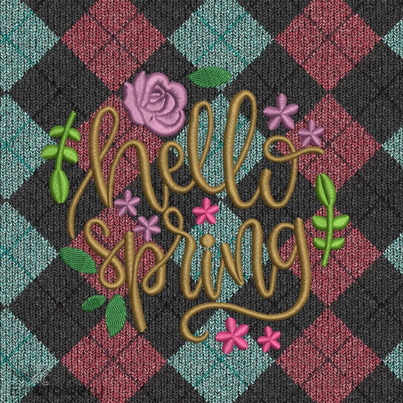 Hello Spring Embroidery Design Instant Downlad | Etsy