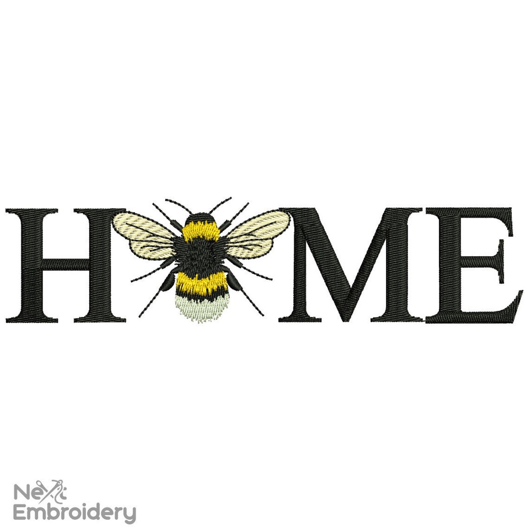 Bee Home Embroidery Design, Instant Download - Etsy