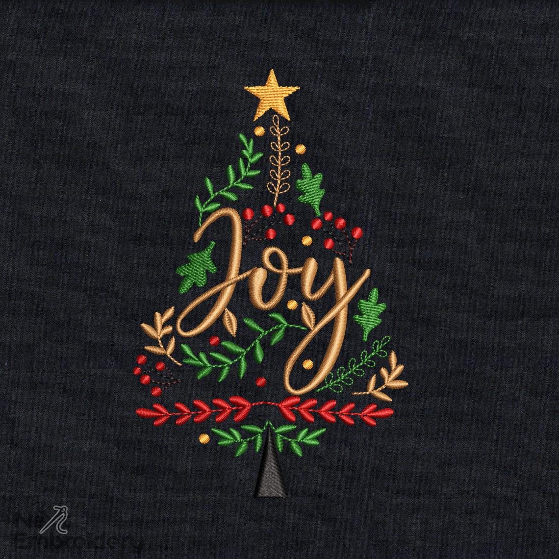 Joy Christmas Tree Embroidery Designs, Christmas Decor Machine ...