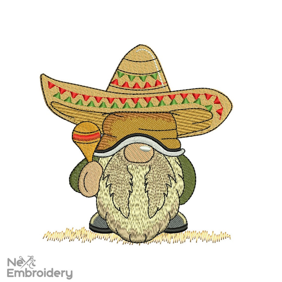 Mexican Gnome Embroidery Design. Cinco De Mayo Embroidery Designs ...