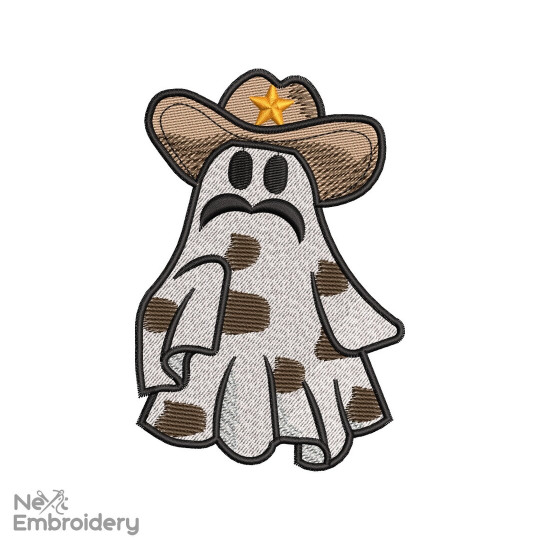 Howdy Cowboy Ghost Embroidery Design. Halloween Ghost Embroidery Design ...