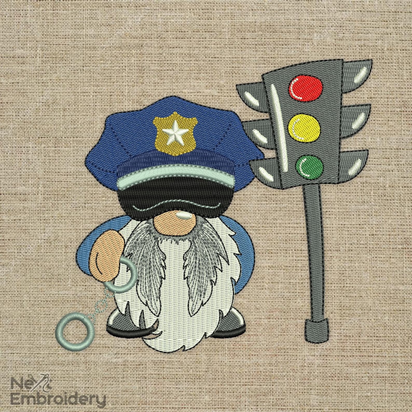 Policeman Gnome Embroidery Design Police Machine Embroidery | Etsy