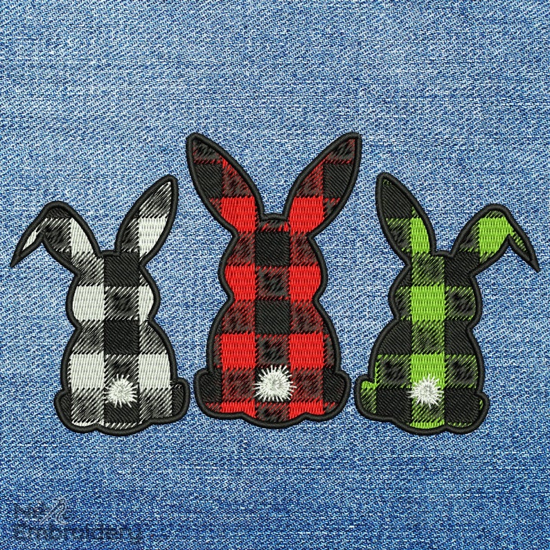 Three Rabbit Embroidery Design Easter Embroidery Designs - Etsy