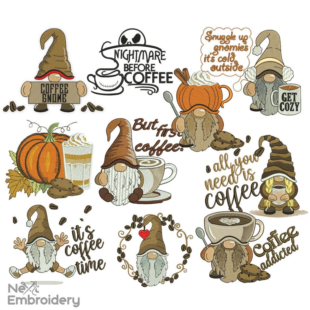 Coffee Bundle Embroidery Design, Coffee Lover Embroidery Design ...