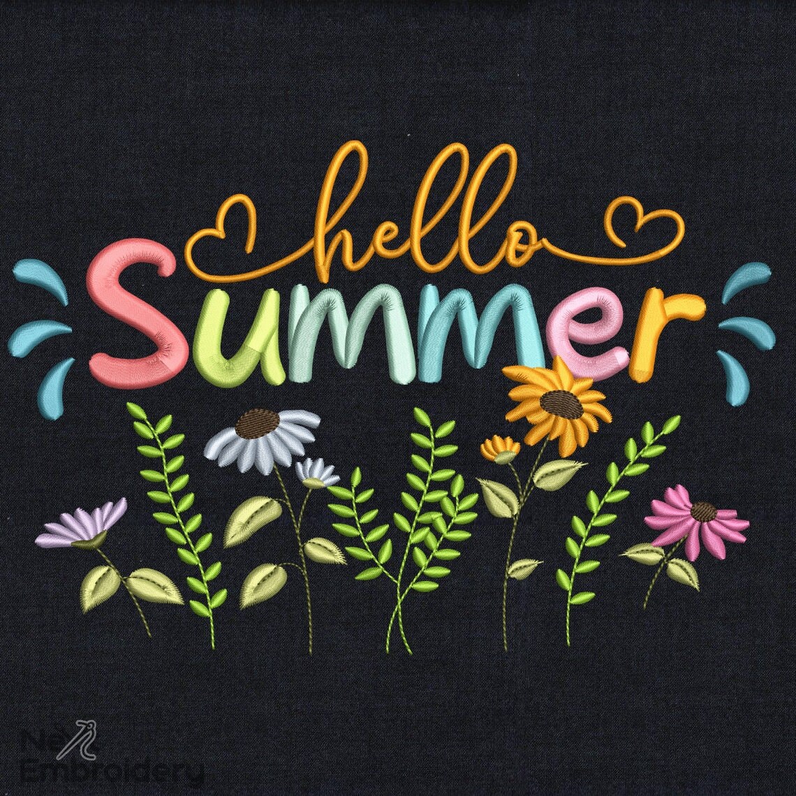 Hello Summer Embroidery Design. Floral Embroidery Design, Instant ...