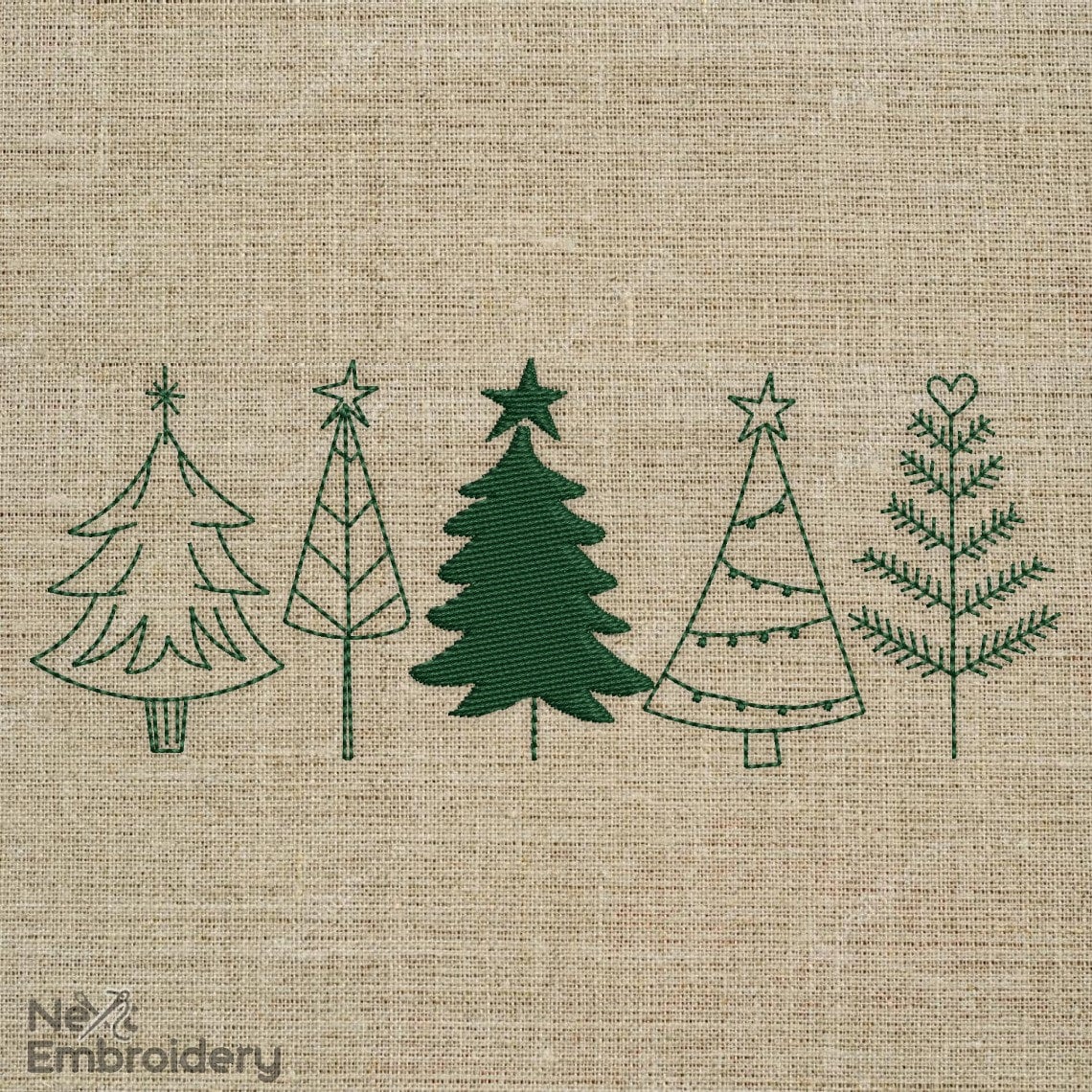 Christmas Trees Embroidery Designs, Christmas Embroidery Design - Etsy