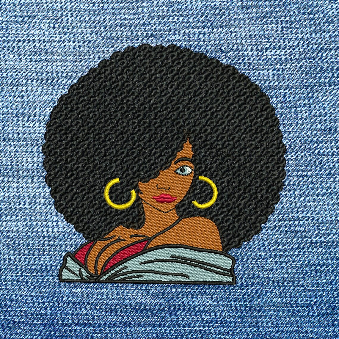 Black Woman Machine Embroidery Design. African American Woman - Etsy