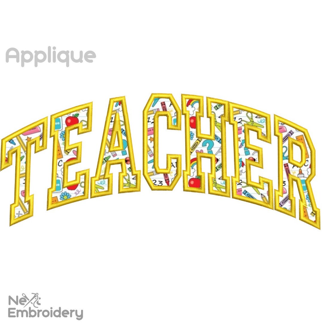 Teacher Embroidery Design, Applique Back to School Machine Embroidery ...