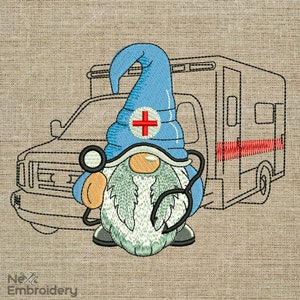 Paramedic Gnome Embroidery Design. Medic Nurse Ambulance, Embroidery ...